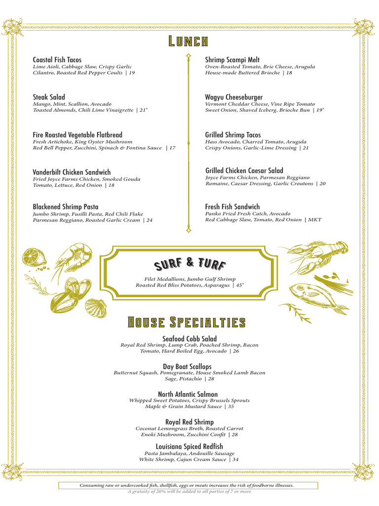 Lunch Menu Raw Bar | PDF
