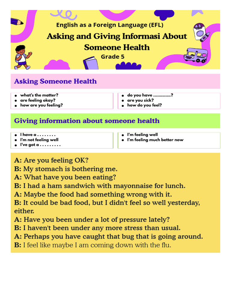 EFL Grade 5: Health Conversations | PDF