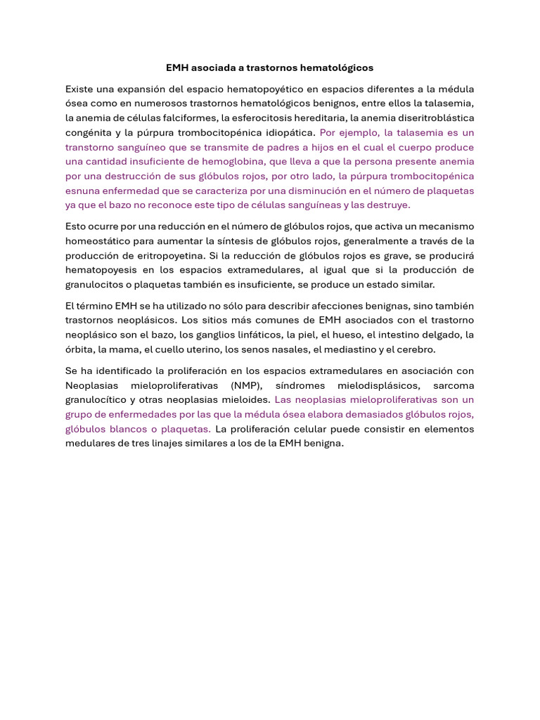 EMH Asociada A Trastornos Hematológicos | PDF