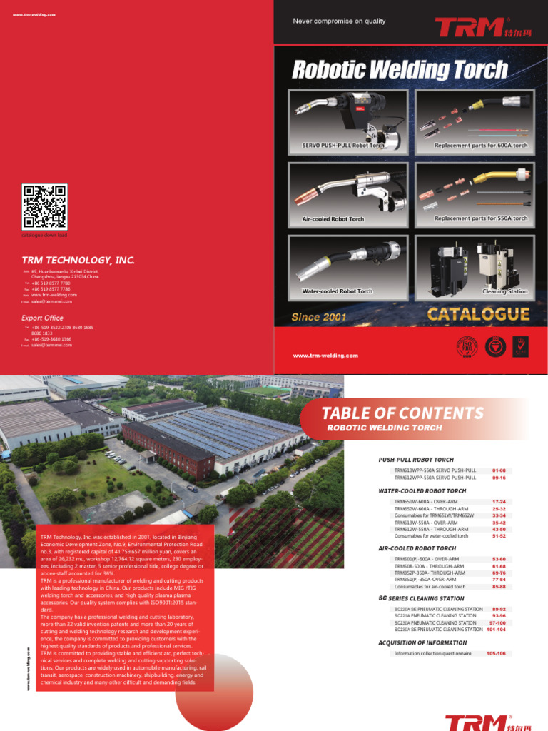 TRM Robotic Torch Catalogue | PDF | Wire | Electrical Connector