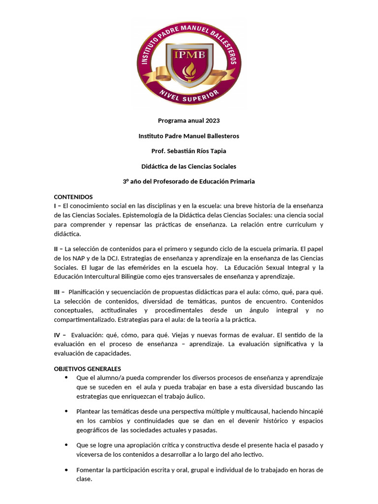 DidÃ¡ctica de Las Ciencias Sociales II | PDF | Enseñando | Evaluación