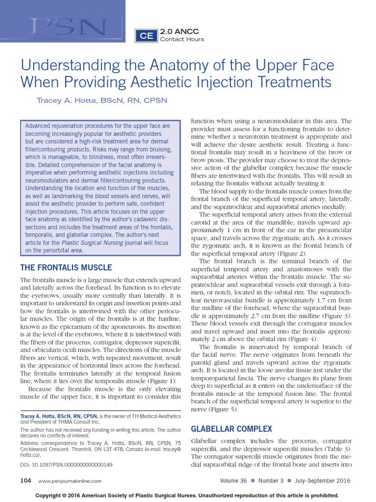 Understanding The Anatomy of The Upper Face When Providing Aesthetic ...