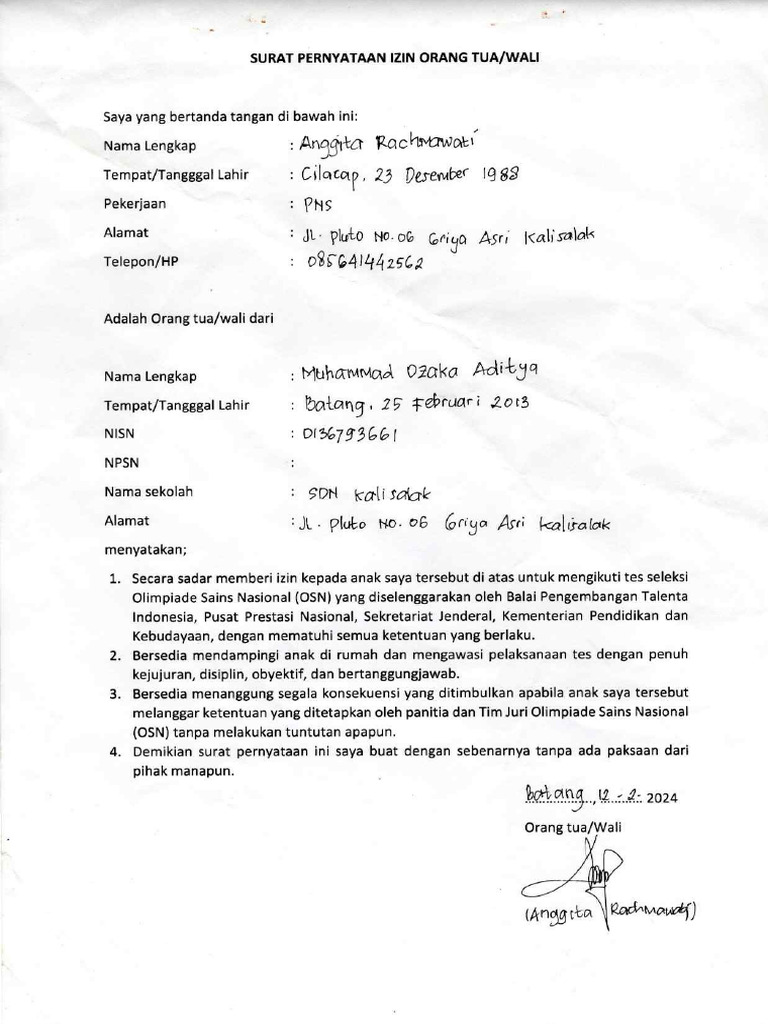 Ijin Ortu Dzaka | PDF