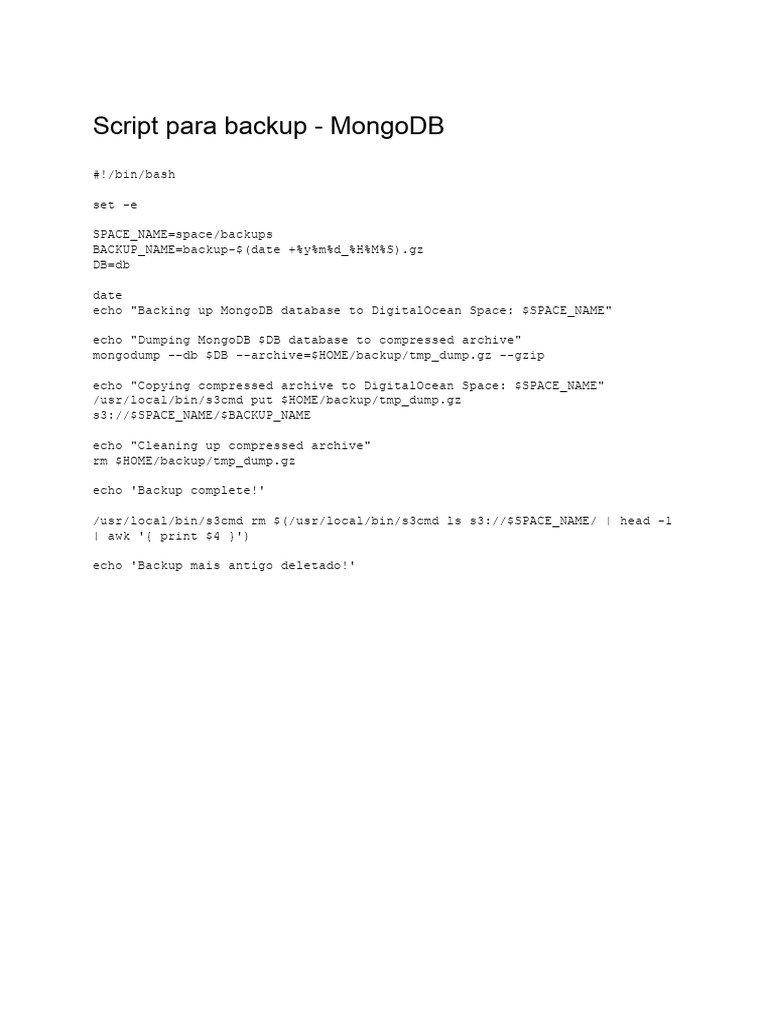 Script+Para+Backup+ +MongoDB | PDF | Language Arts & Discipline | Computers
