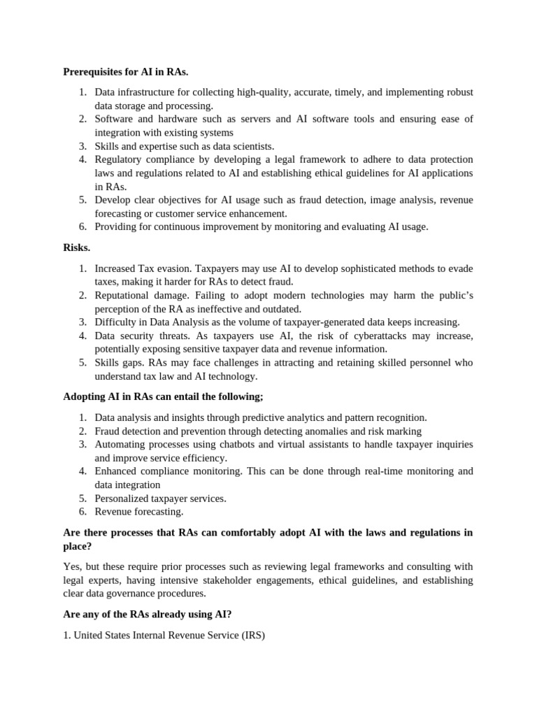 Prerequisites For AI in RAs | PDF | Artificial Intelligence ...