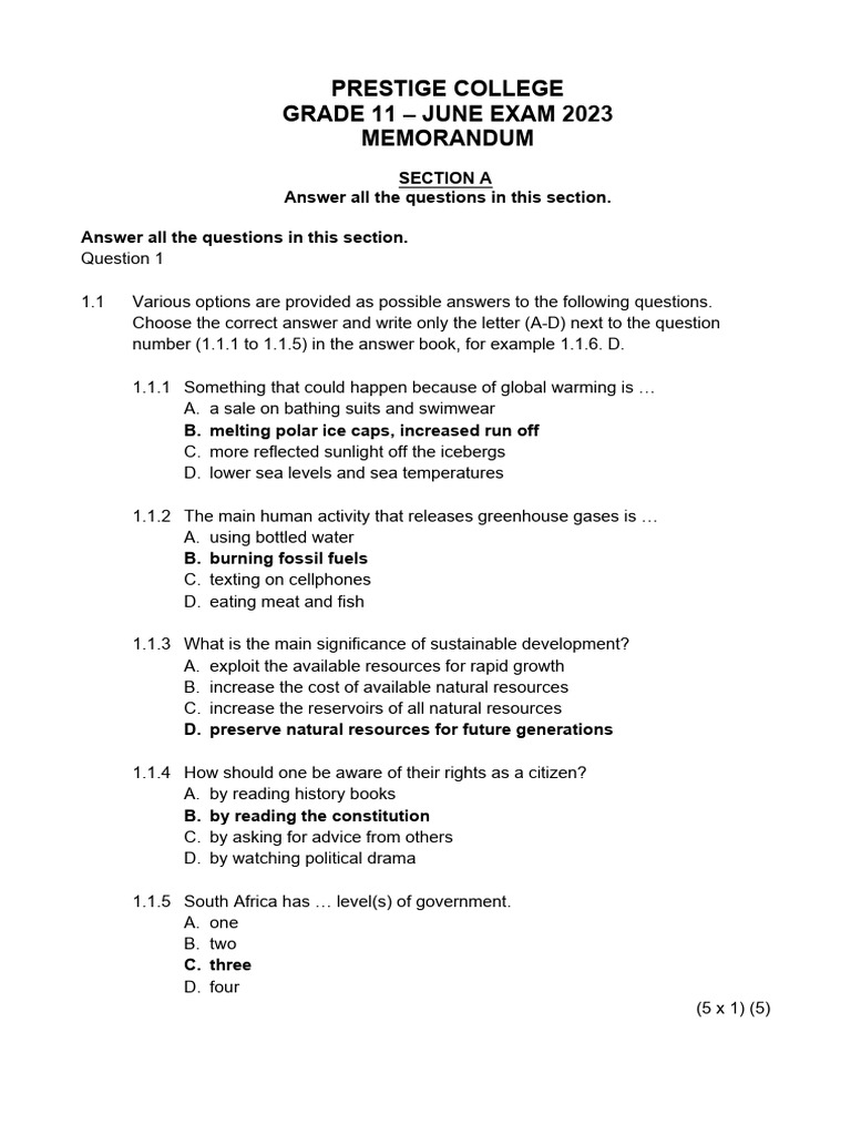 JUNE EXAM 2023 Memo (Highlighted) | PDF | Voting | Violence Against Women