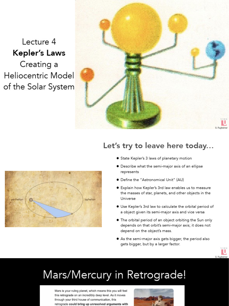 L04 - Heliocentric Model and Keplers Laws | PDF | Orbit | Astronomical Unit