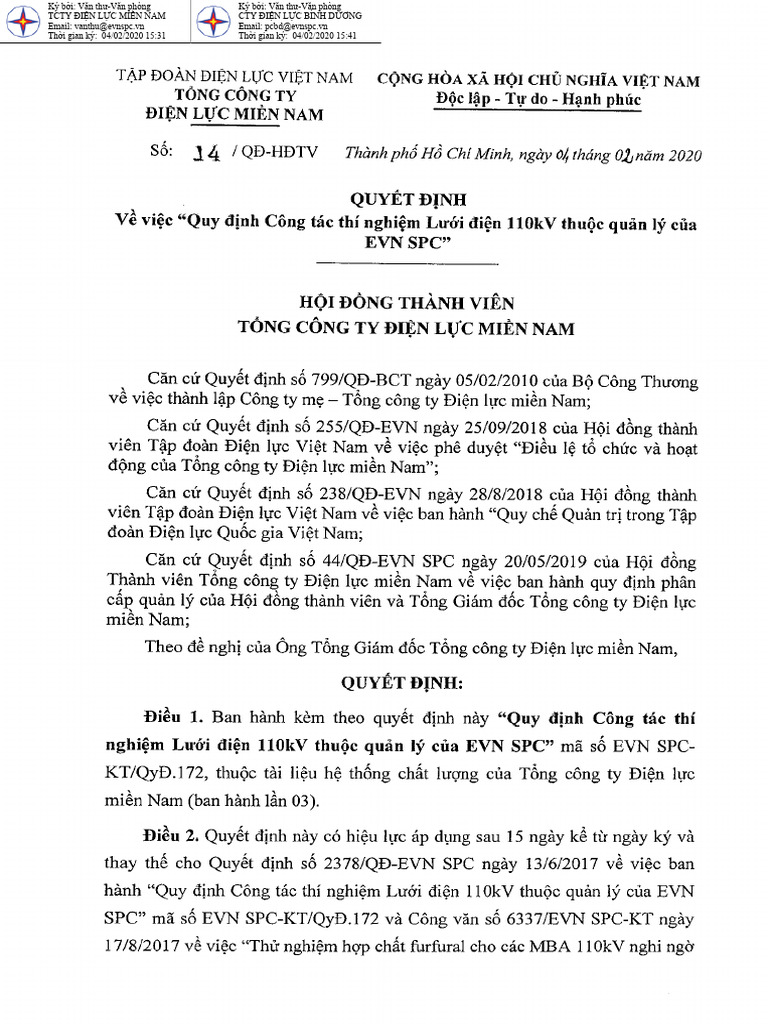 14 Quy định Công tác thi nghiem (thay the 2378) | PDF