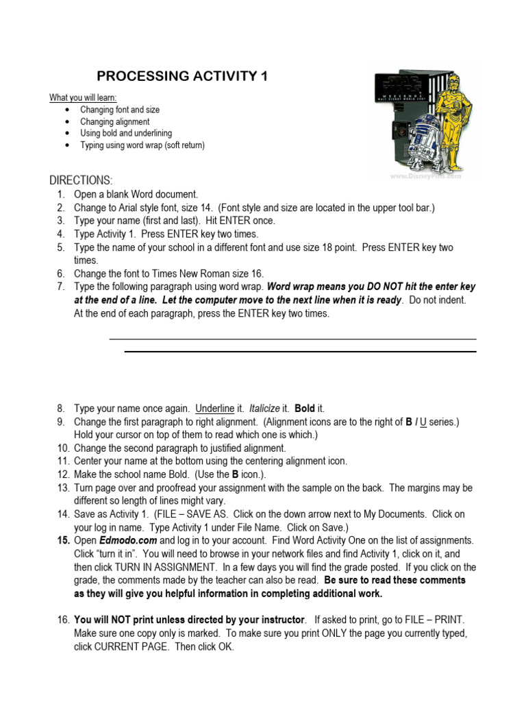 MS Word Activities | PDF | Han Solo | Princess Leia