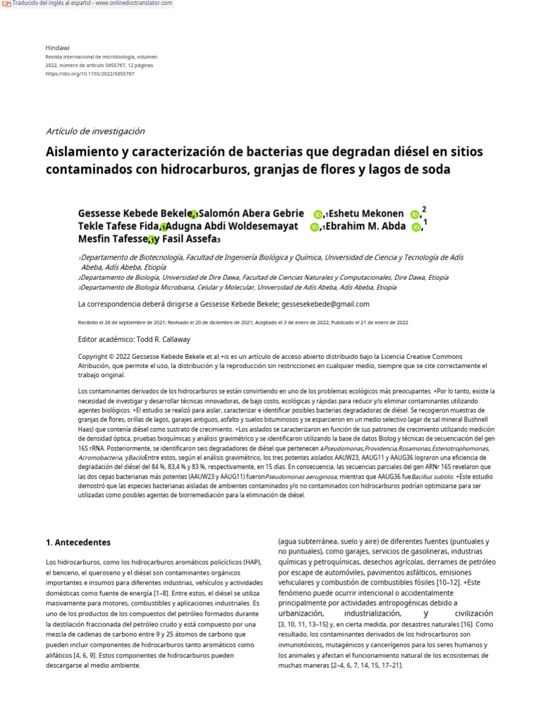 Diesel Bacteria Ijmicro2022 5655767.en - Es | PDF | Reacción en cadena ...
