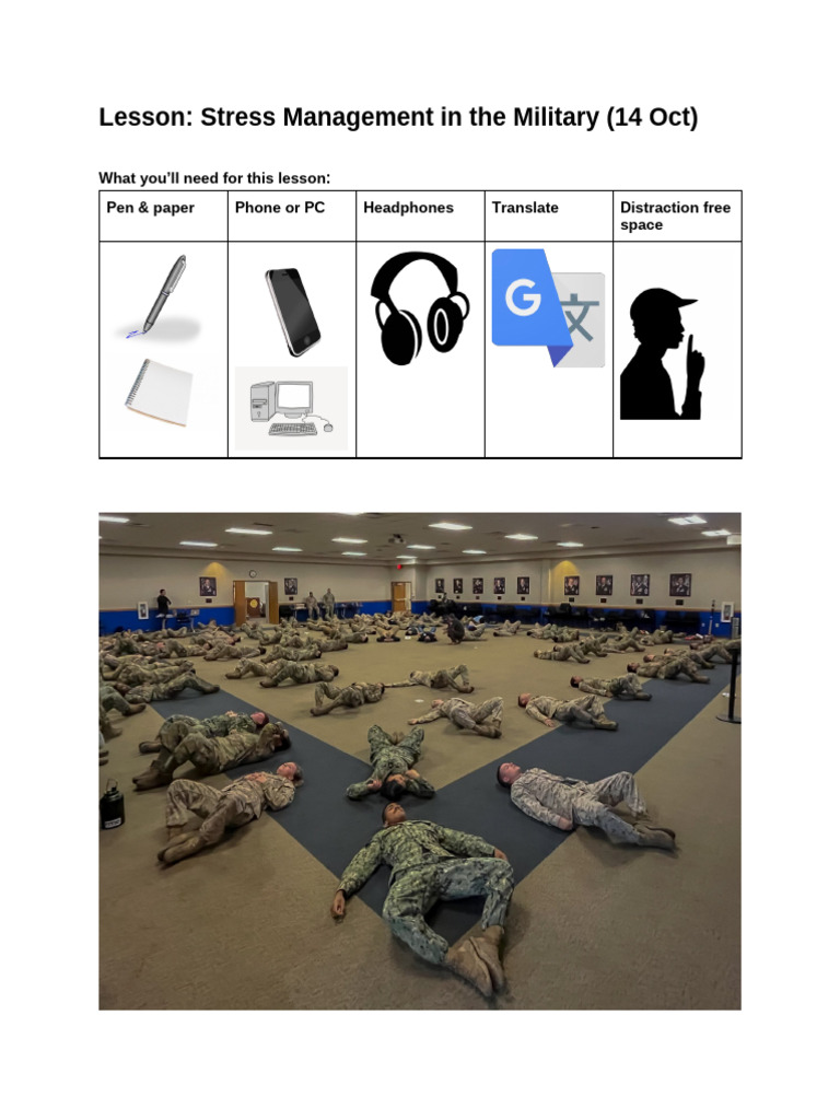 Lesson - Stress Management in The Military (14 Oct) | PDF | Mindfulness ...