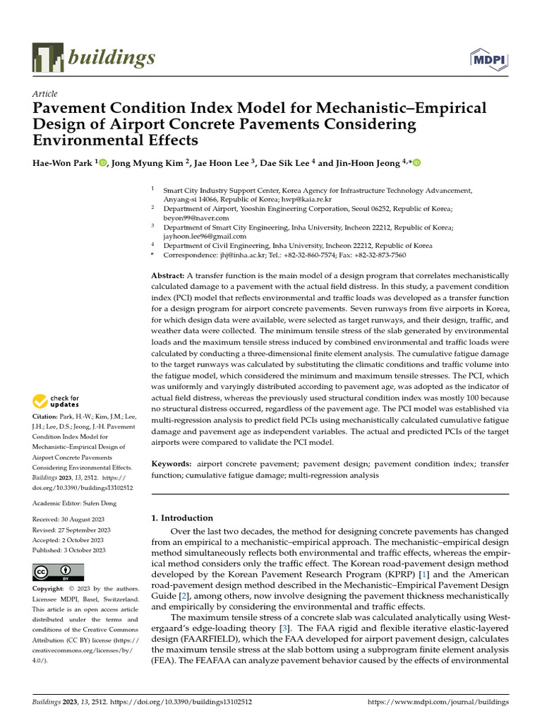 Buildings 13 02512 v2 | PDF | Runway | Road Surface