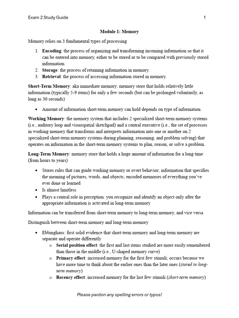 Memory & Learning Study Guide | PDF | Classical Conditioning ...