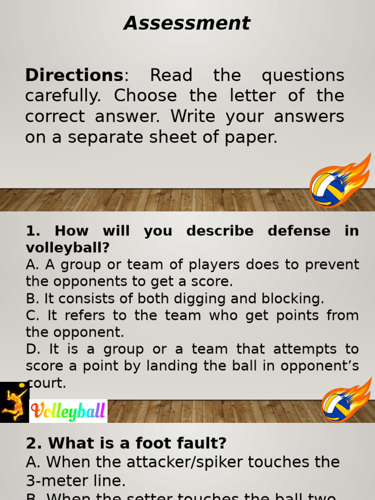 Assessment PE | PDF | Volleyball | Ball Games