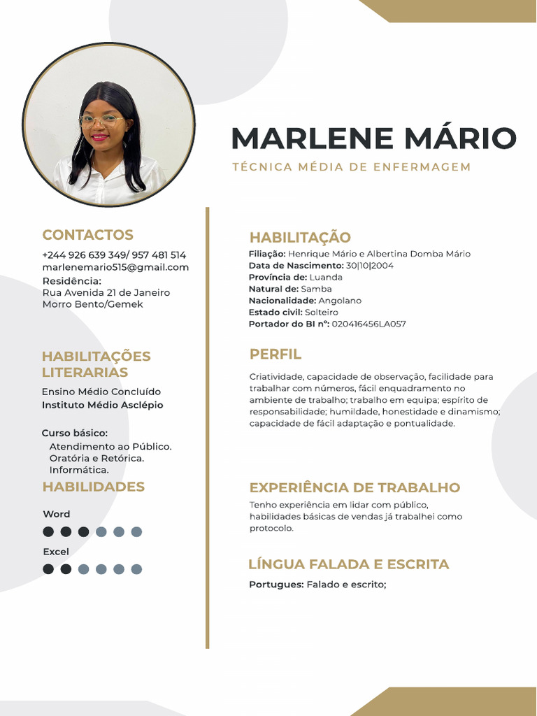 CV-Marlene Teresa Domba Mário 1 | PDF