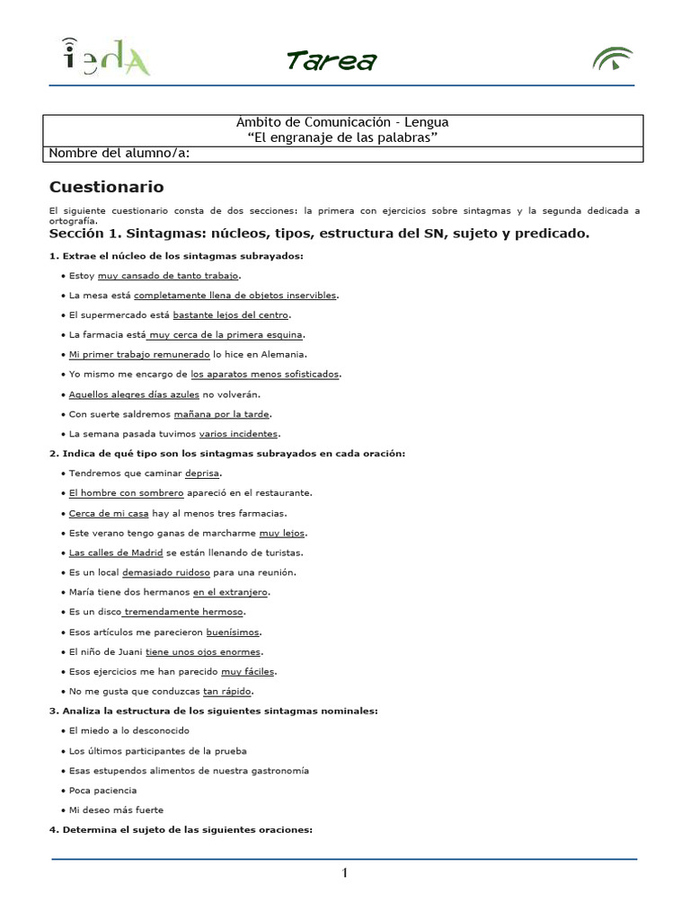 5.-CL1 - 5.4 - CL1 - Practica - 5 - 2 - 1 | PDF | Asunto (gramática) | Lingüística