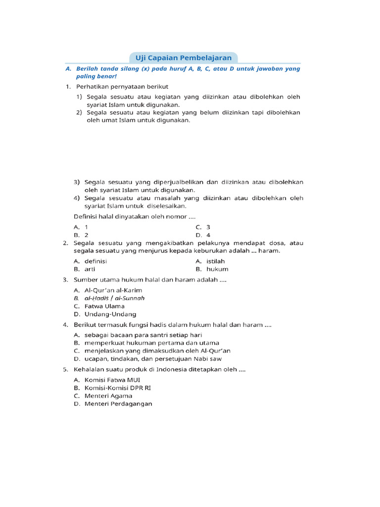 LKPD PAI Kelas 6 Tentang Halal Dan Haram | PDF