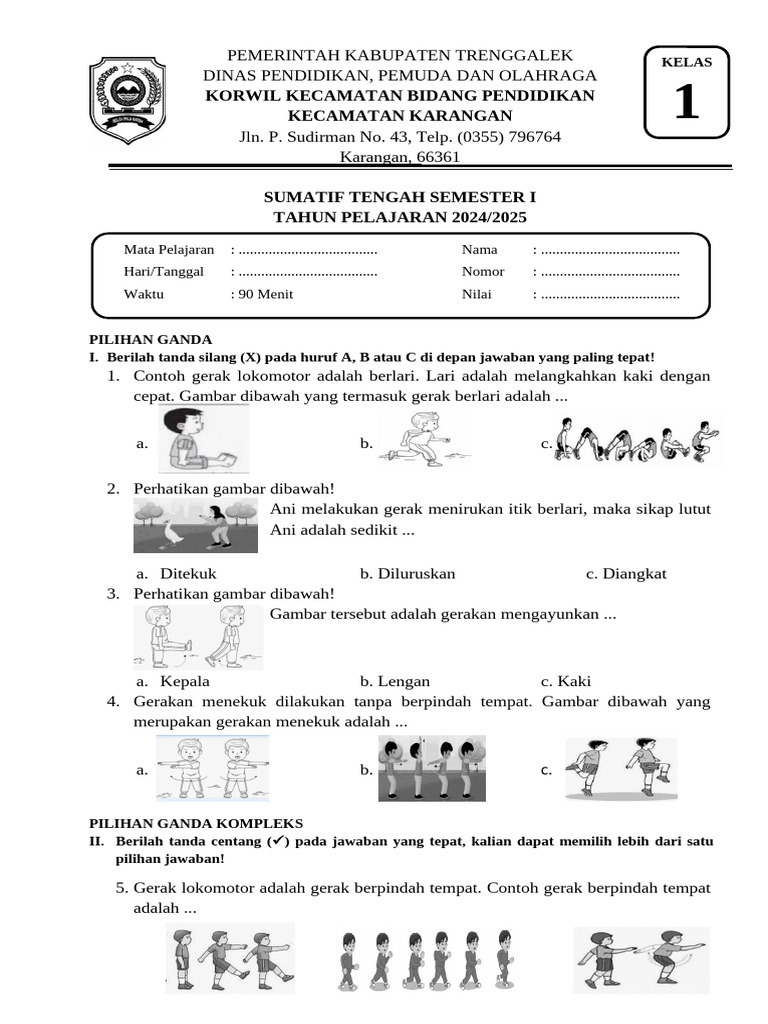 Soal Ujian Gerak Dasar Semester 1 | PDF