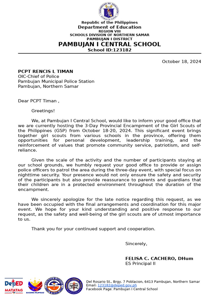 Request For Police and Tanod | PDF | Wellness