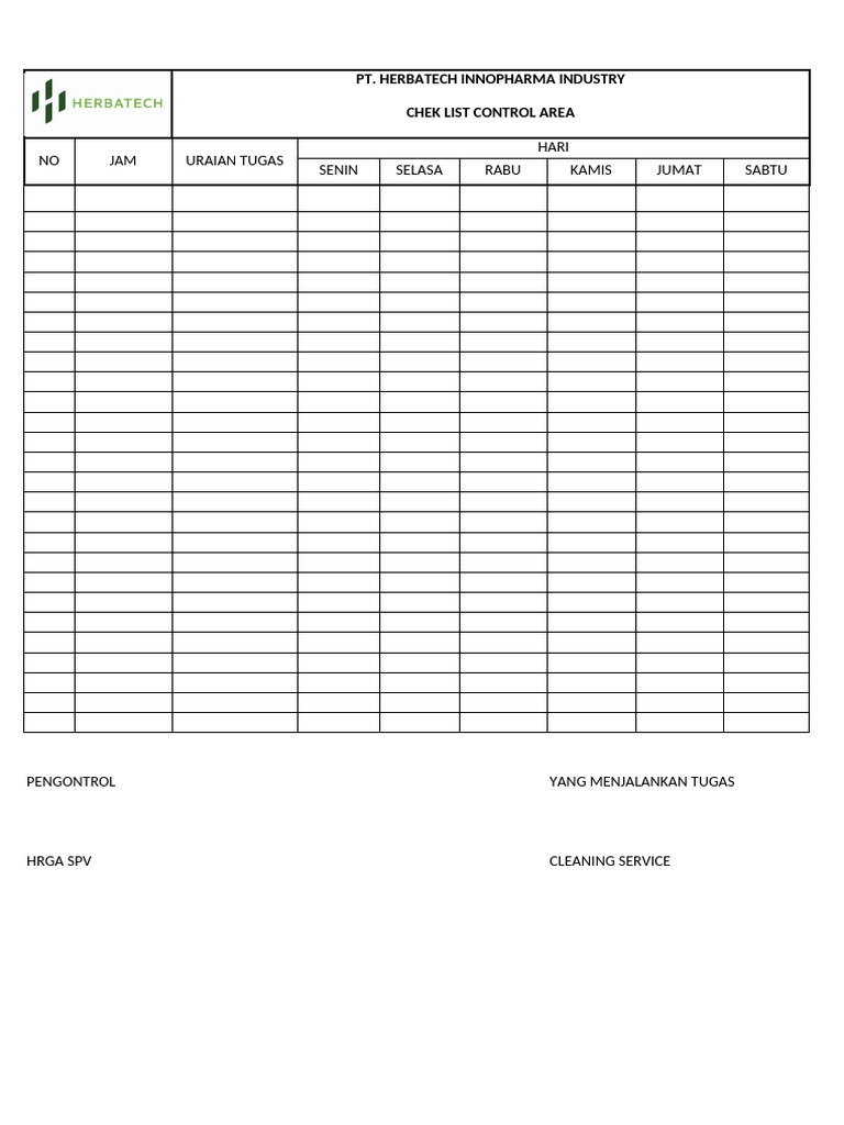 Chek List Area | PDF
