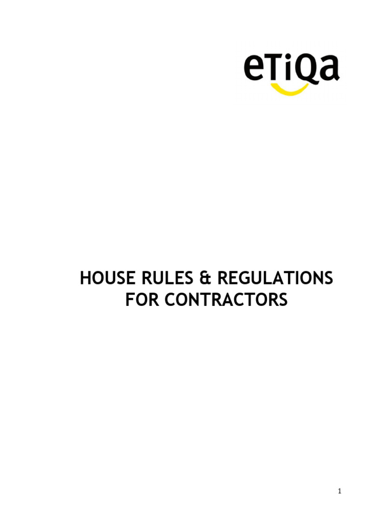 Etiqa House Rules & Regulations For Contractors | PDF | Electrical ...