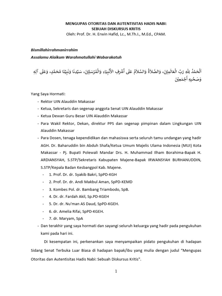 Pidato Pengukuhan - Erwin Hafid Edit - Untuk Presentasi | PDF