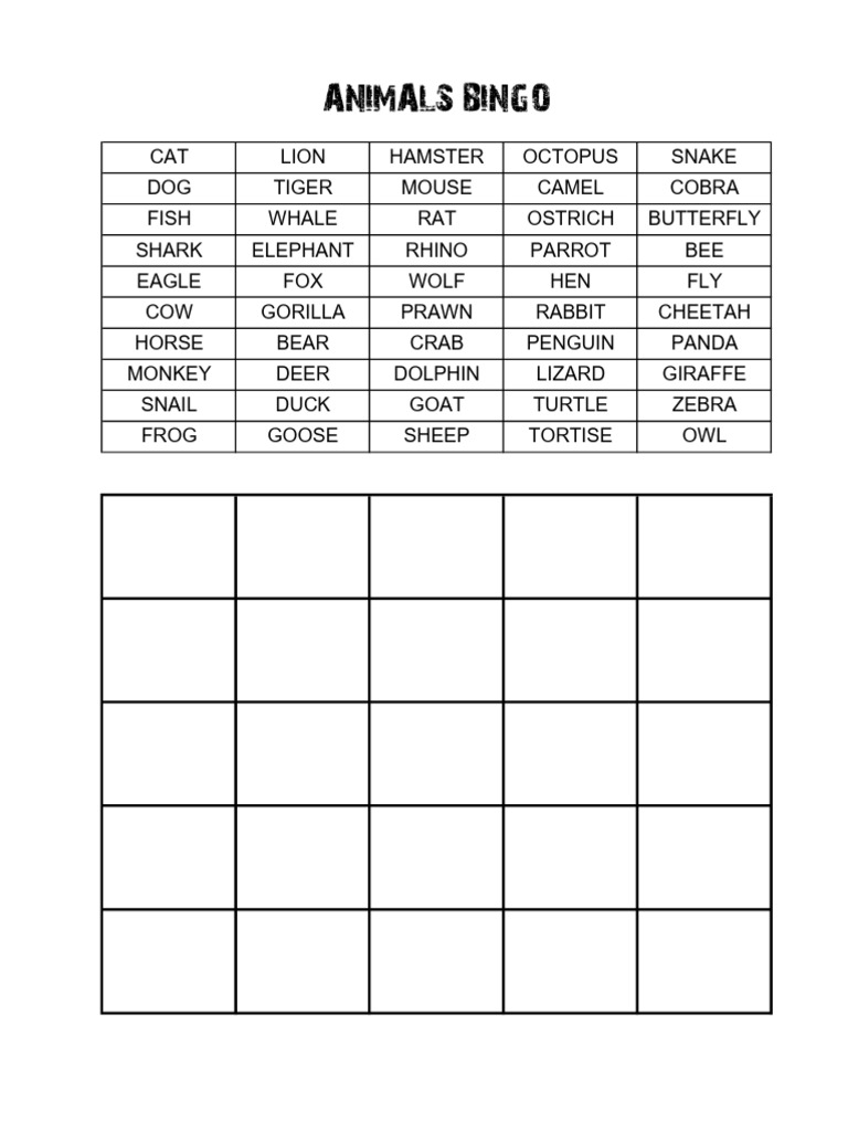 Bingo Animals | PDF