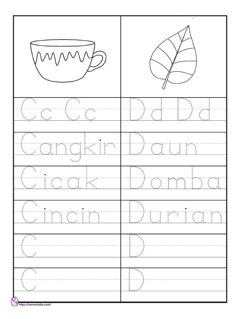 Lembar Kerja Anak TK Menulis C D | PDF