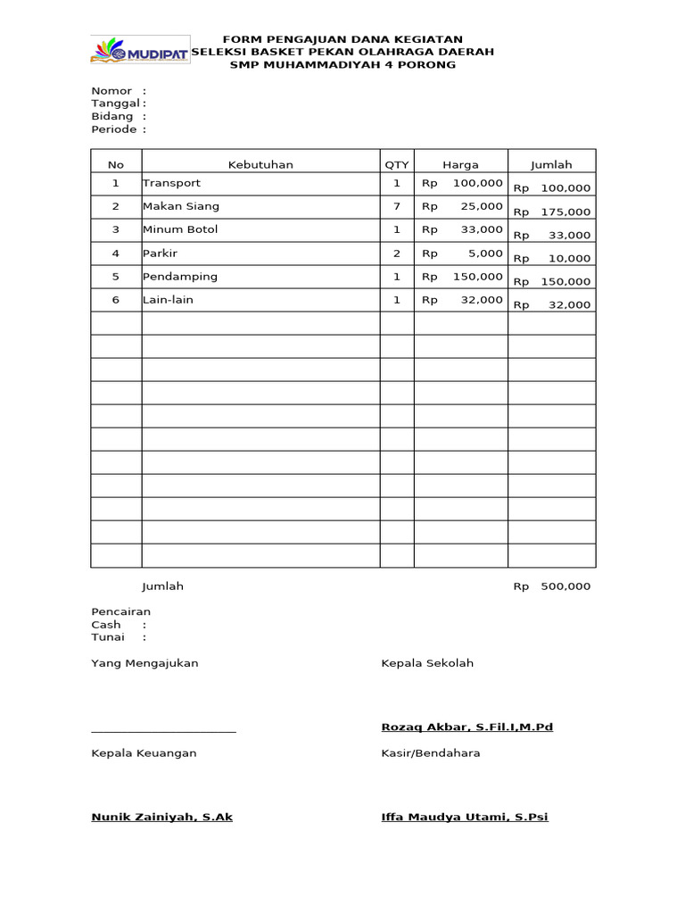 Form Pengajuan Keuangan | PDF