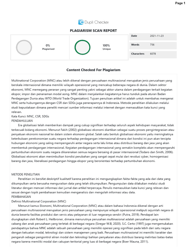 Duplichecker Plagiarism Report | PDF