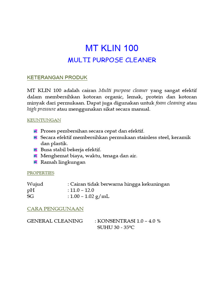 Osur & Msds MT Klin 100 | PDF
