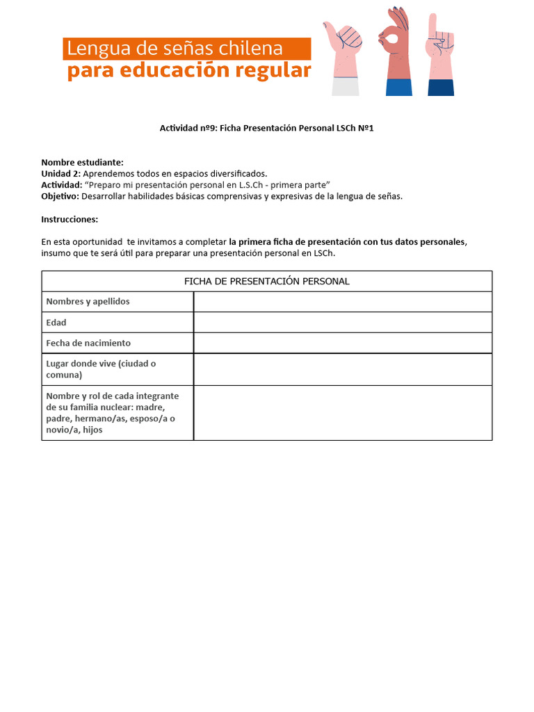 U2 Semana 4 Matriz Ficha Presentación Actividad 9 Nº1 | PDF