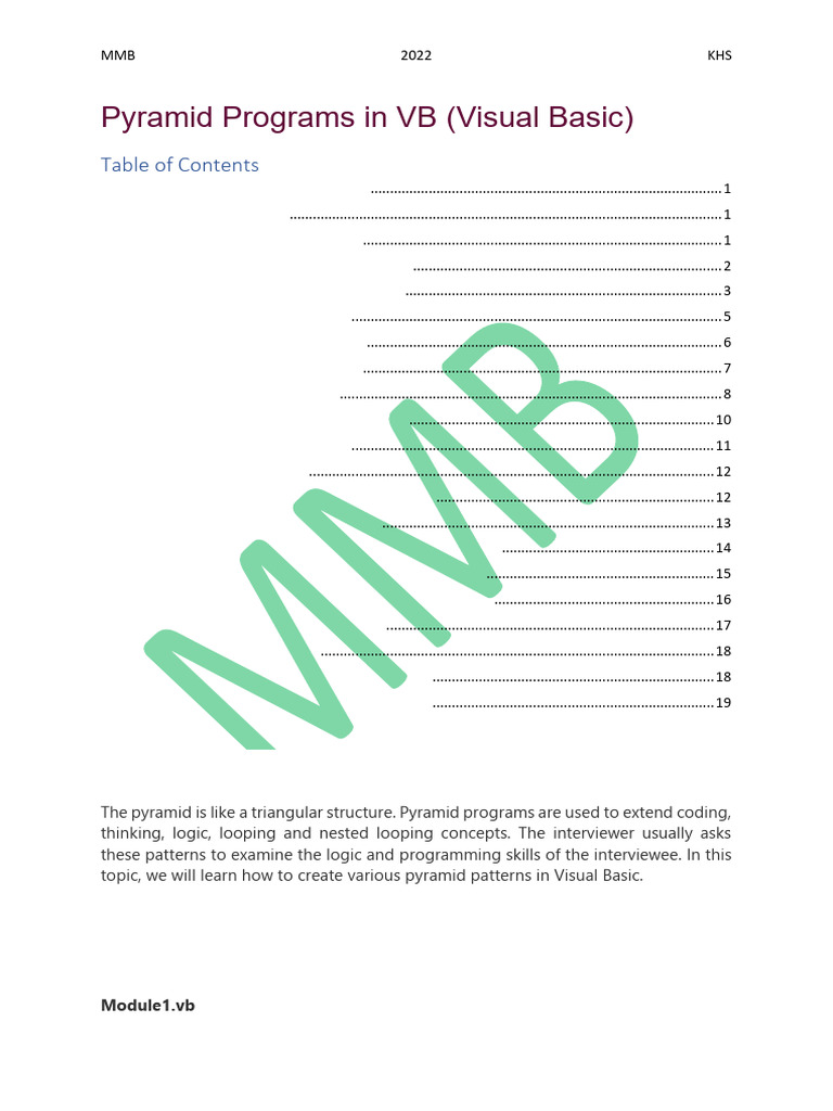Pyramid Programs in VB-1 | PDF | Software Development | Computer Science