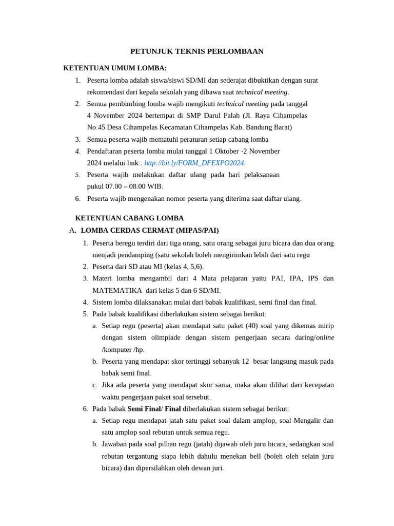 Petunjuk Teknis Cabang LCC | PDF