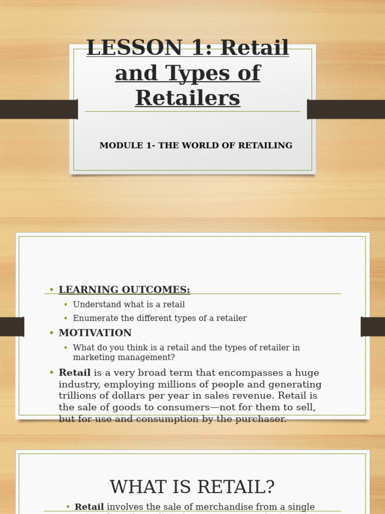 MODULE 1 WHOLESALE RETAIL (1) | PDF | Retail | Supermarket MODULE 1 WHOLESALE RETAIL (1) | PDF | Retail | Supermarket