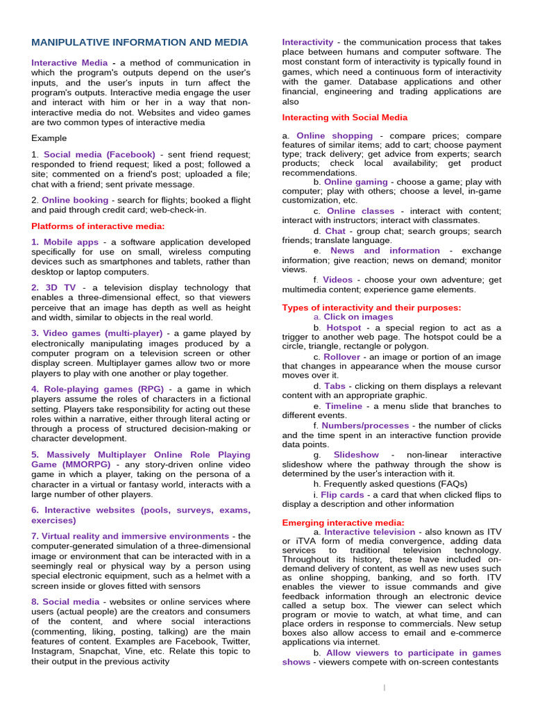 Manipulative Information and Media | PDF | Interactive Media ...