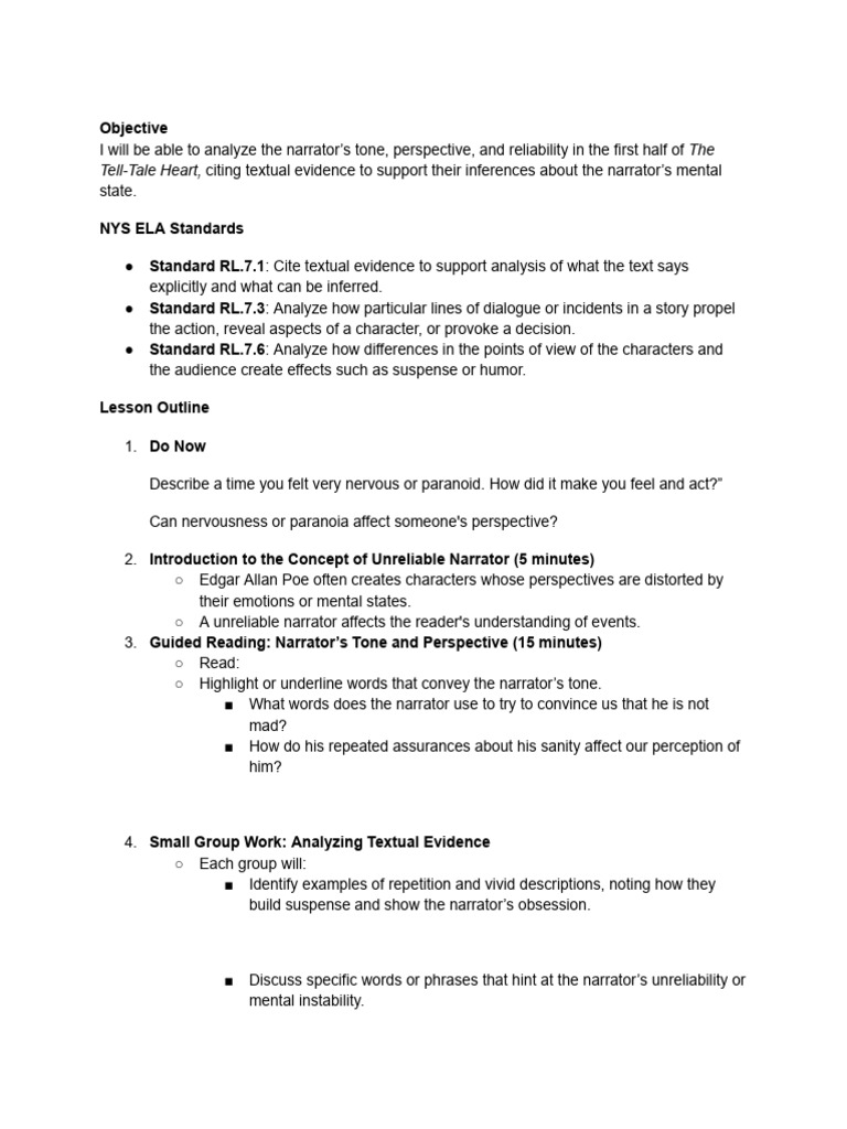 The Tell Tale Heart (1st Half) | PDF | Self-Improvement