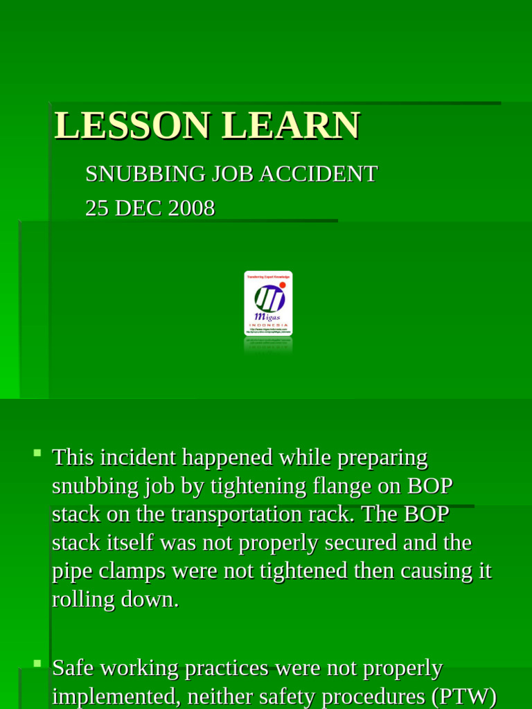 Snubbing Job Accident Analysis and Lessons | PDF