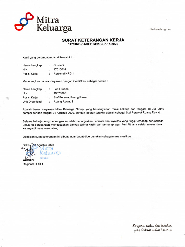 Suket Kerja Mitra KLG | PDF