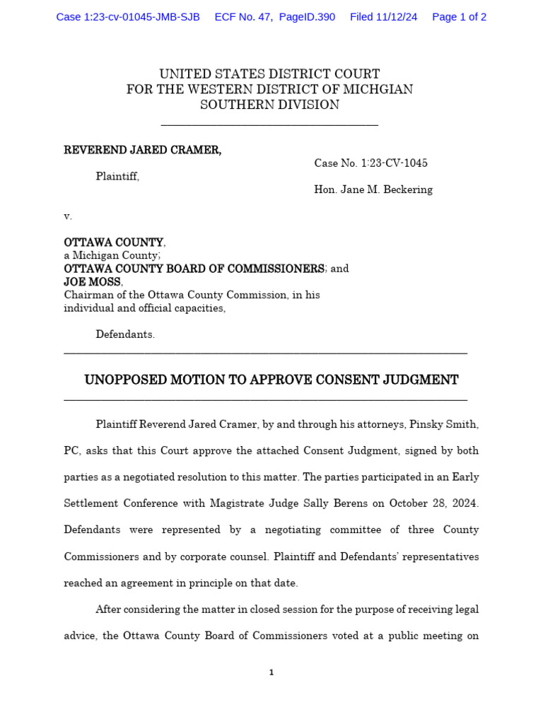ECF 47 - Motion To Approve Consent Judgment | PDF | Consent Decree ...