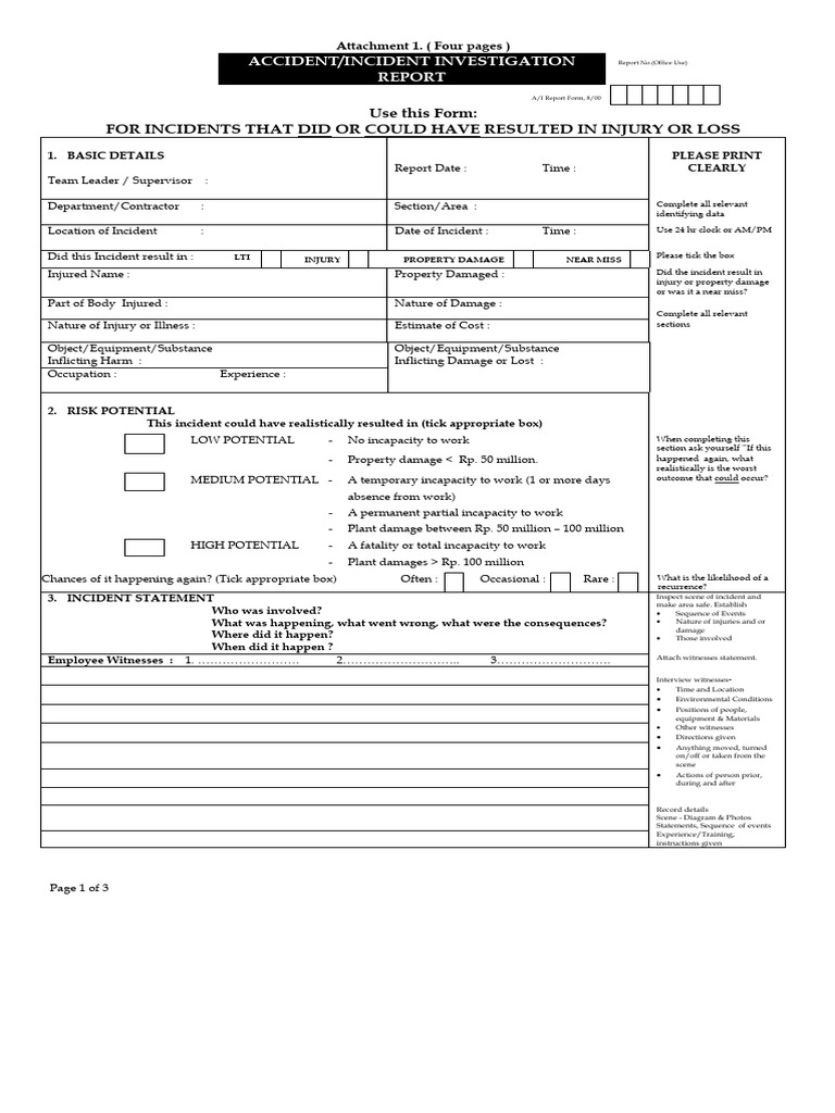 Accident Investigation Form-Rev1 | PDF | Safety | Occupational Safety And Health