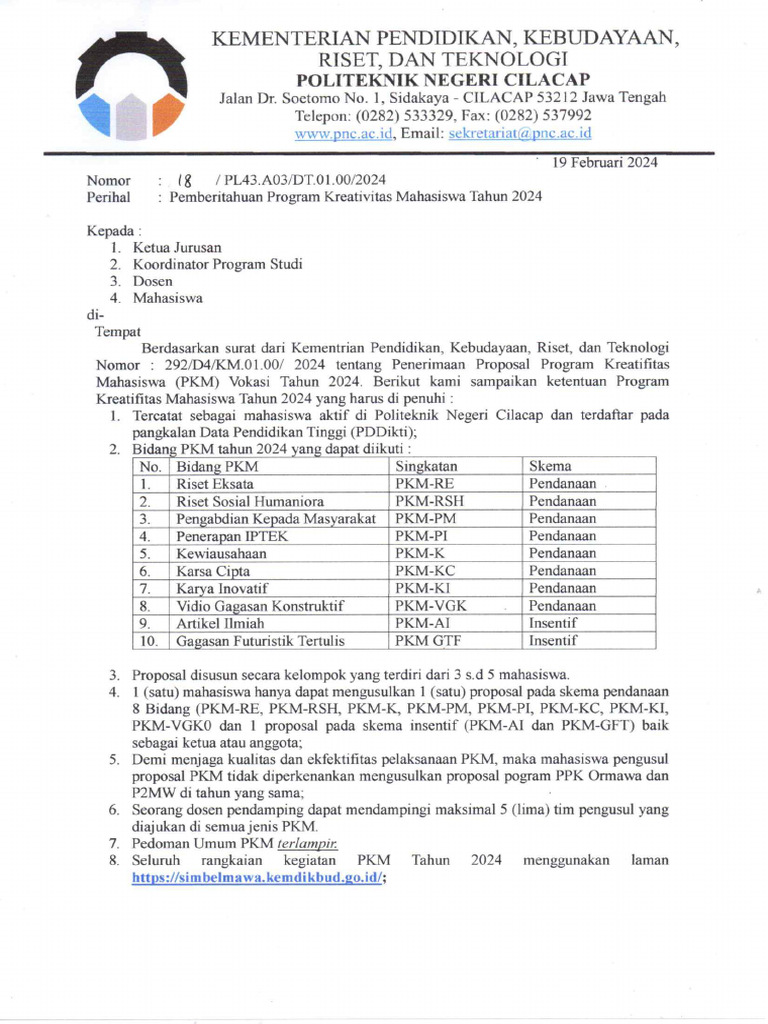 Panduan PKM 2024 untuk Mahasiswa Kreatif | PDF | Karier & Perkembangan