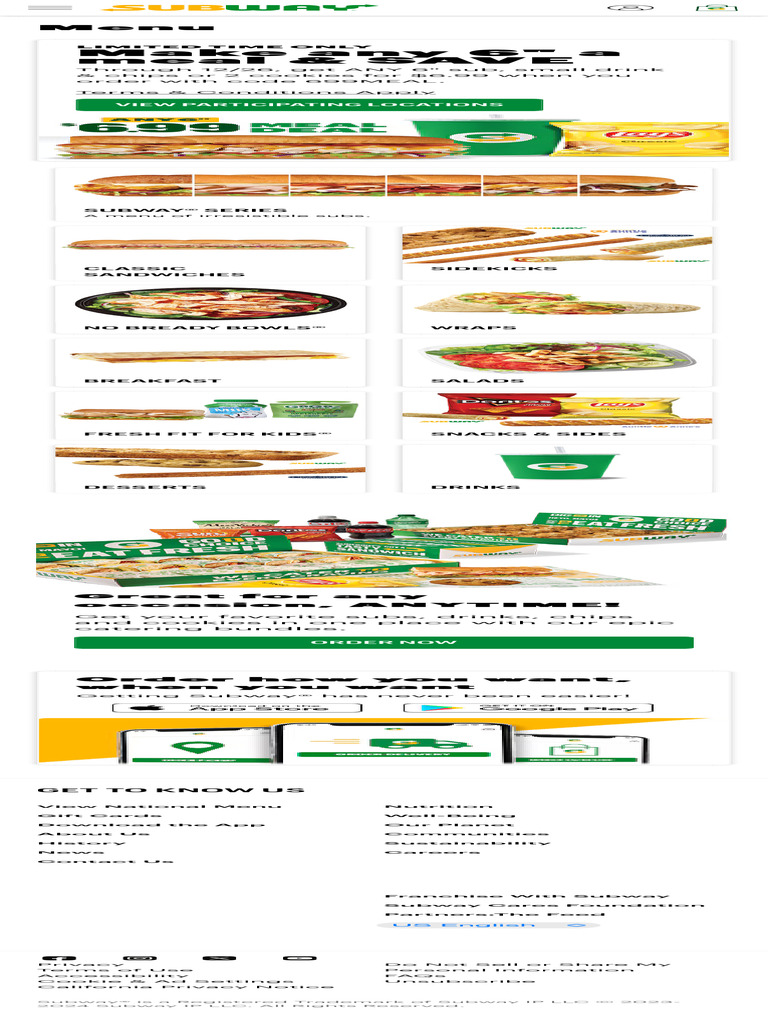 Our Menu Subway® | PDF