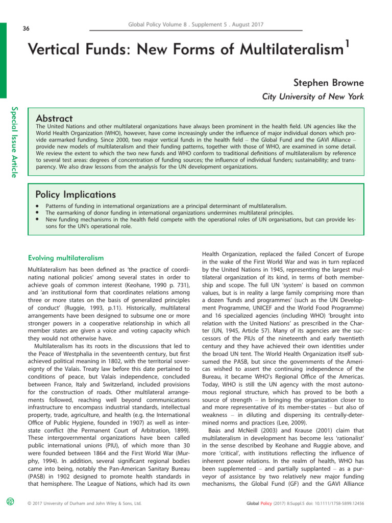 Vertical Funds - New Forms of Multilateralism | PDF | World Health ...