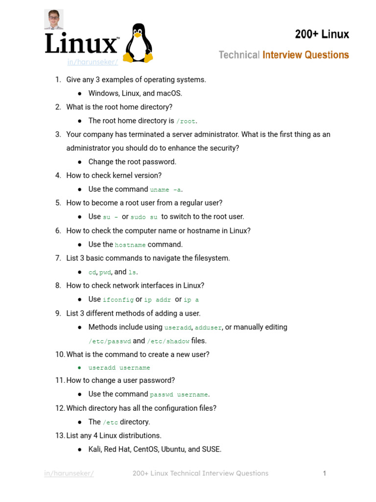 Prep - 200+ Technical Questions | PDF | Computer File | Sudo