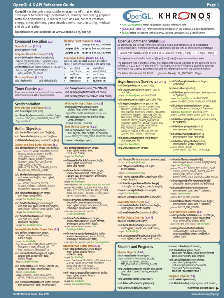 Opengl46 Quick Reference Card | PDF | Shader | Computer Engineering