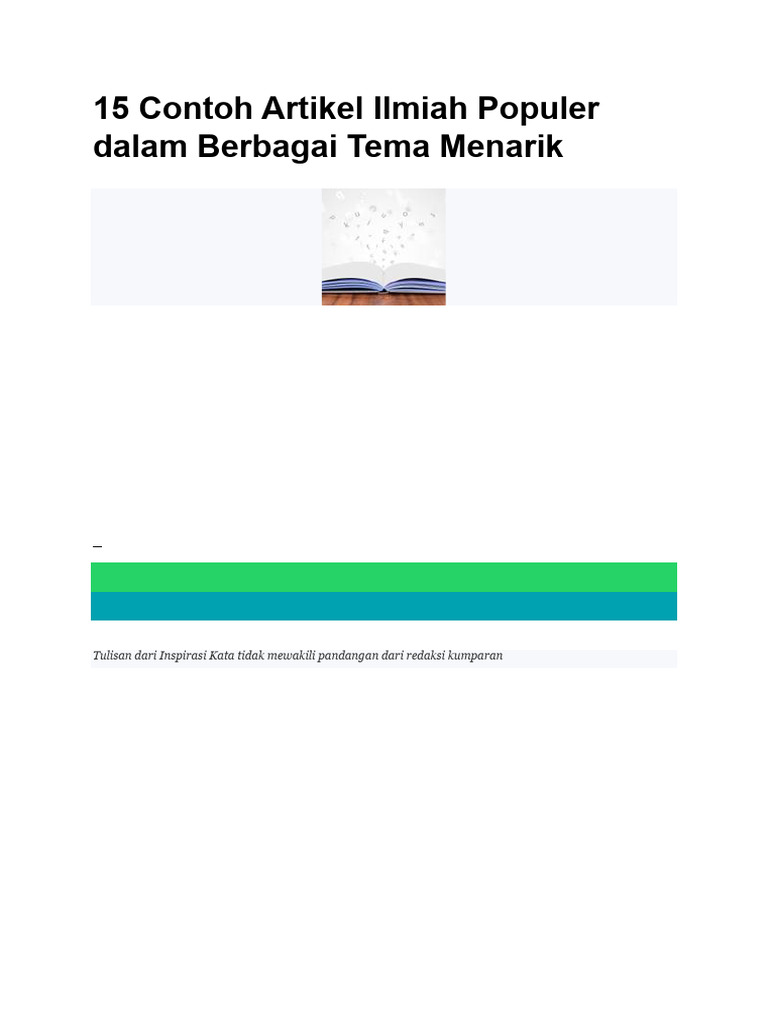 Contoh Artikel Ilmiah Populer Menarik | PDF | Pengembangan Diri ...