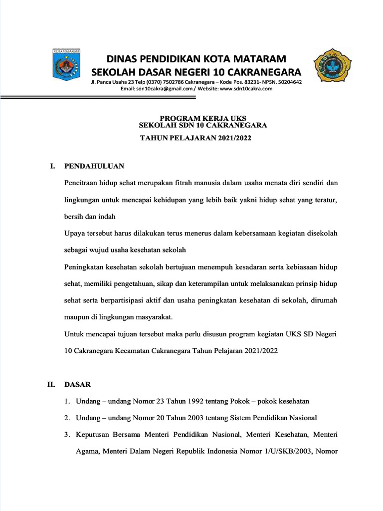 PDF Program Kerja Uks - Compress | PDF