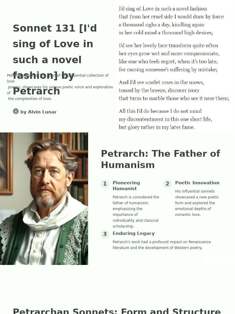 Analyzing Petrarch's Sonnet 131 | PDF | Poetry | Sonnets