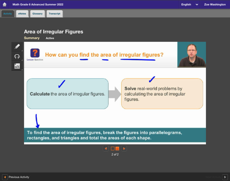 Math Grade 6 Advanced Summer 2022 - Edgenuity - Com 229 | PDF